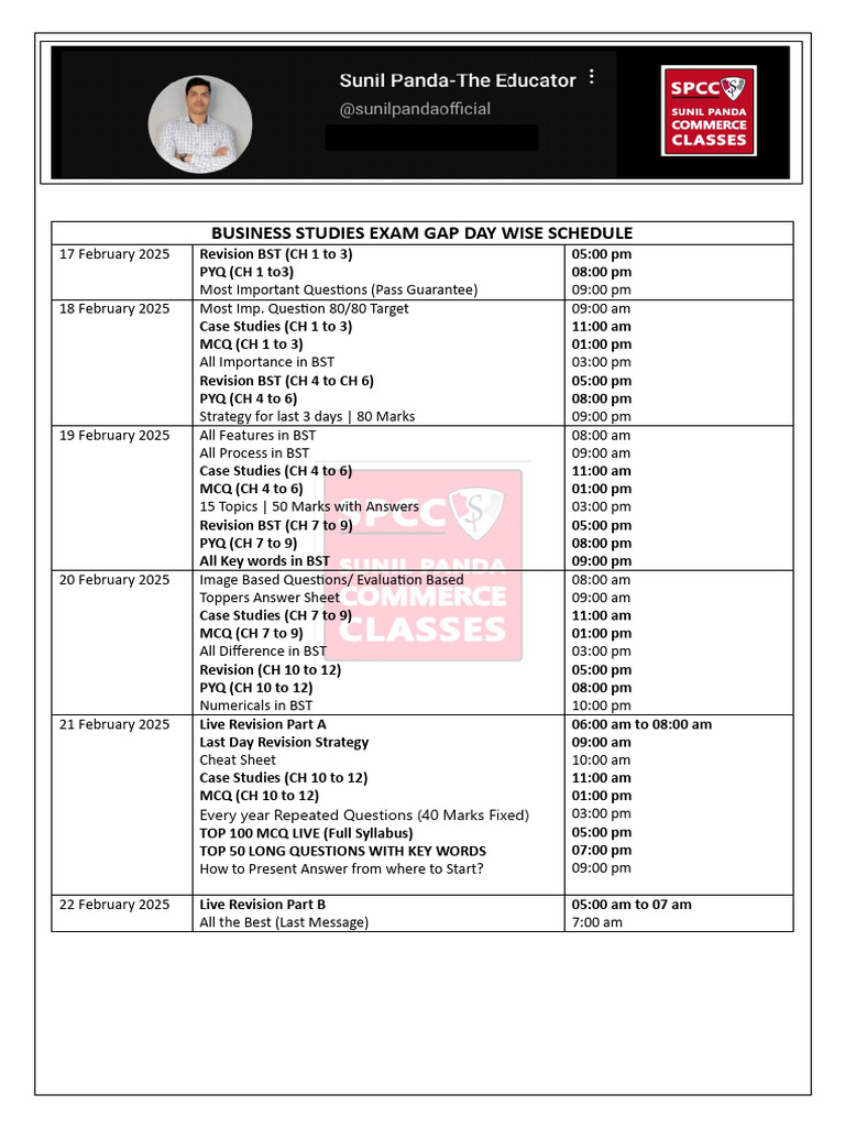 BST Exam Gap Day Wise Schedule | PDF | Multiple Choice | Tests