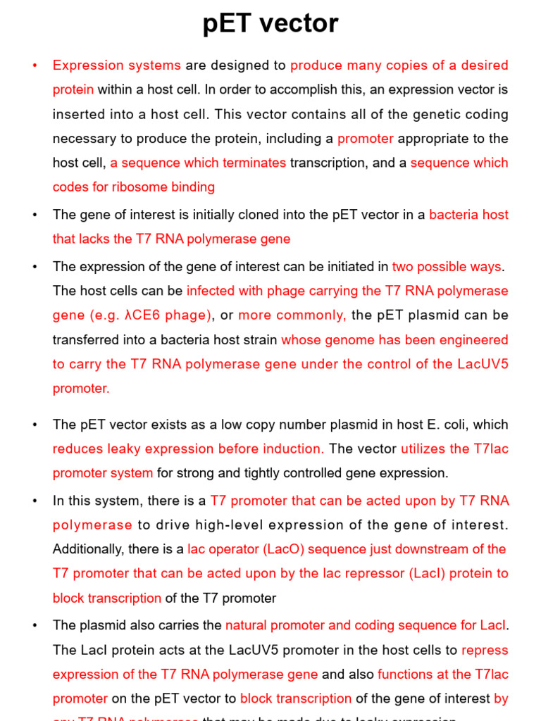PET, PMAL and GST Vectors | PDF | Vector (Molecular Biology) | Promoter ...