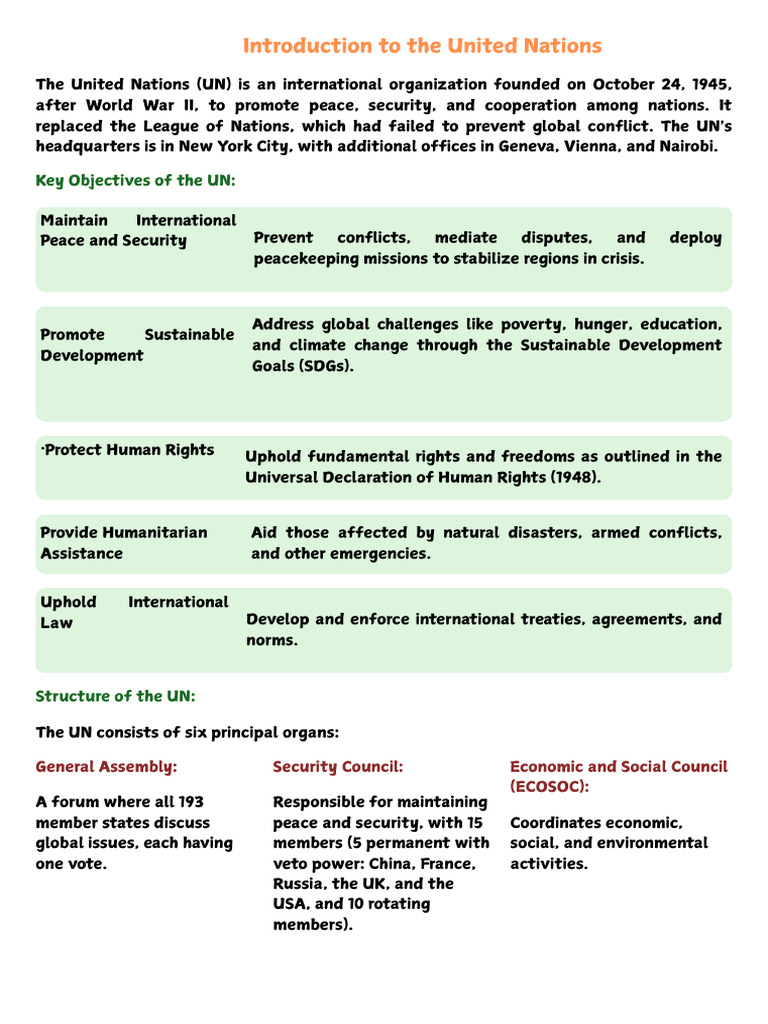 Overview of the United Nations | PDF | United Nations | International ...