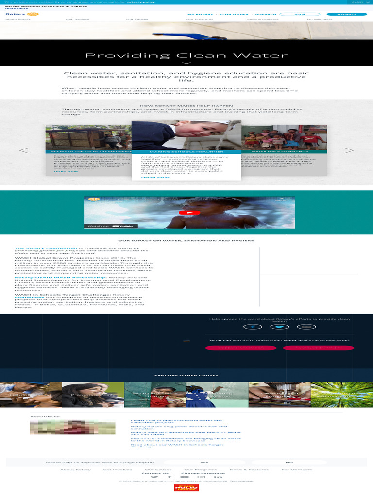 Providing Clean Water Rotary International | PDF | Wash | Sanitation