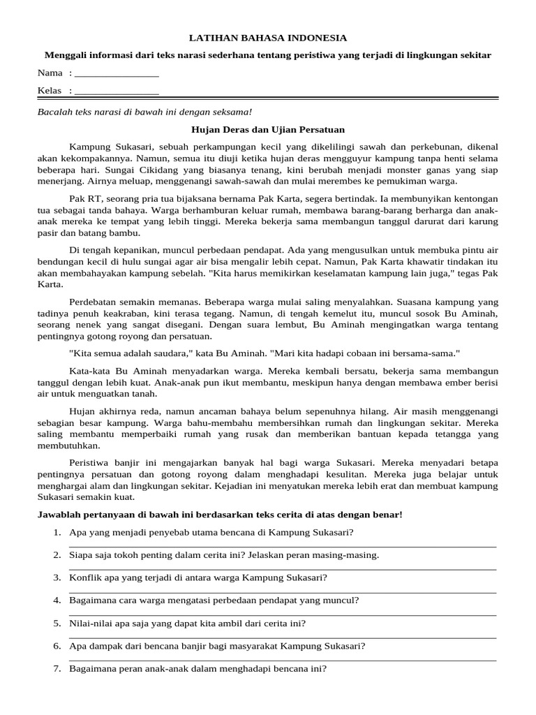 Latihan Soal - Teks Narasi | PDF