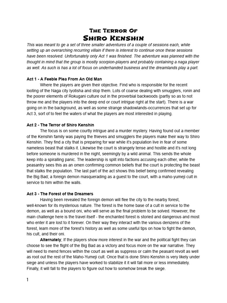 The Terror of Shiro Kenshin | PDF