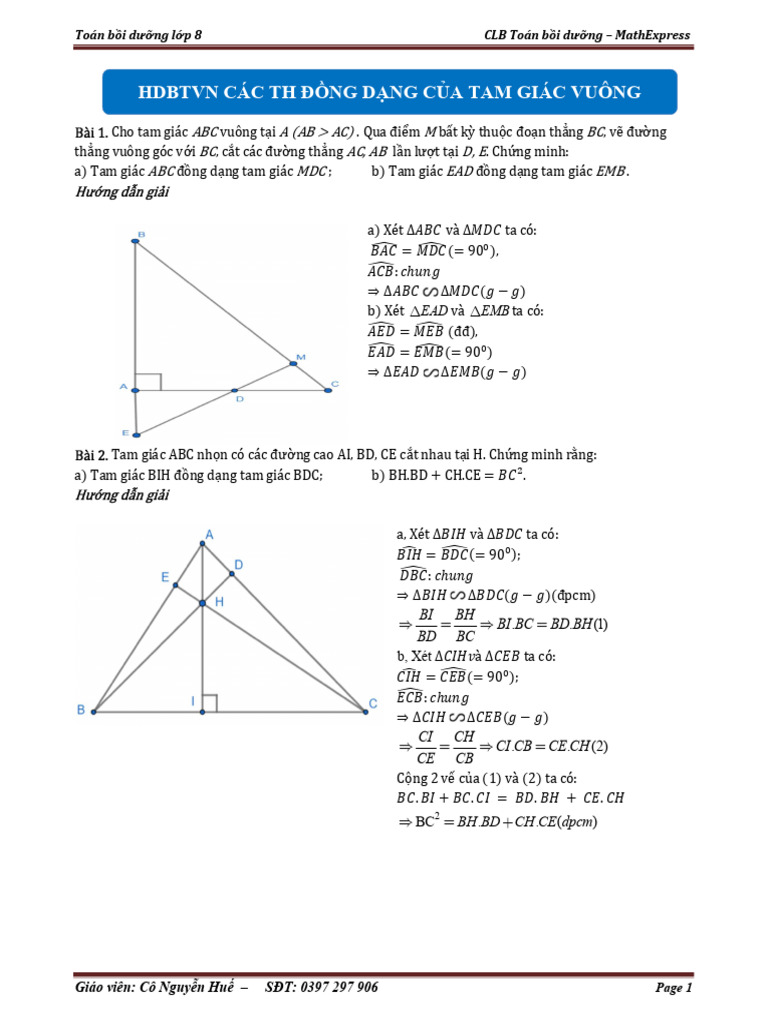 BC 8C1 MD.05032024.HDBTVN Các TH Đ NG D NG C A Tam Giác Vuông | PDF