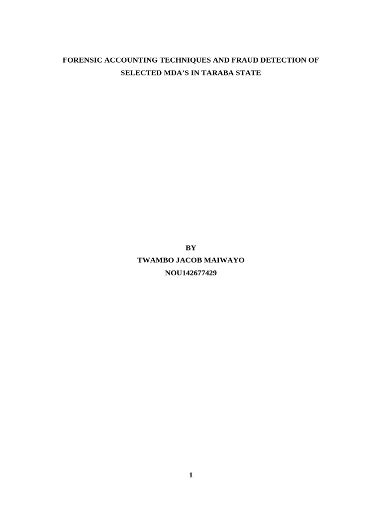Forensic Accounting Techniques and Fraud Detection of Selected Mda | PDF | Audit | Accounting