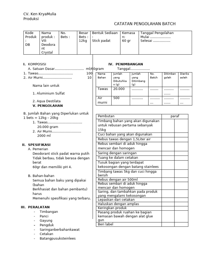 Catatan Pengolahan Batch Pdf
