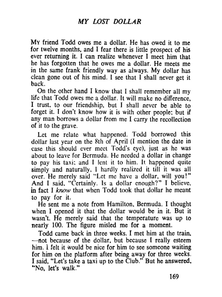 My Lost Dollar 1 | PDF