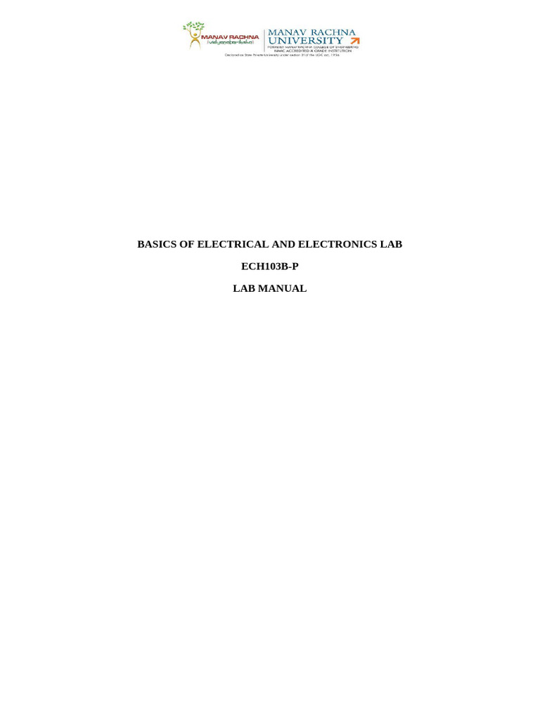 Basics of Electrical and Electronics Lab-1 | PDF | Rectifier | Amplifier