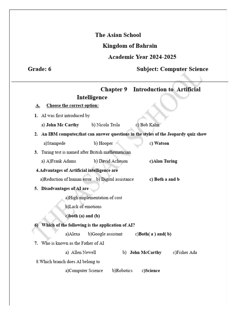 Artifical Intelligence Grade 6 Updated | PDF | Artificial Intelligence ...
