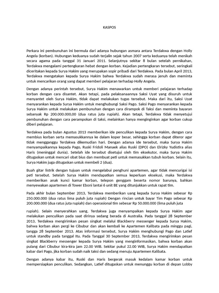 Pembunuhan Berencana: Kasus Holly Angela | PDF