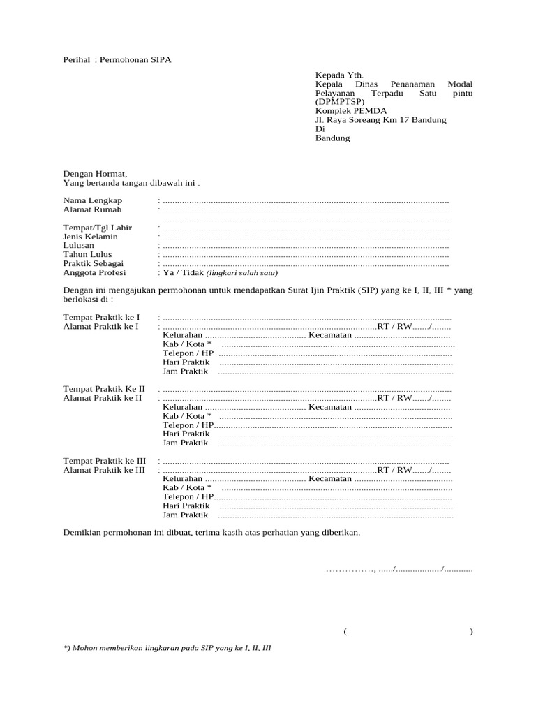 Permohonan Surat Izin Praktik SIP | PDF