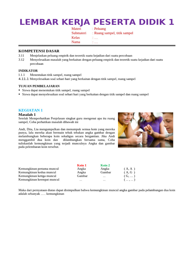Form 10 - LKPD Peluang 1-2 | PDF