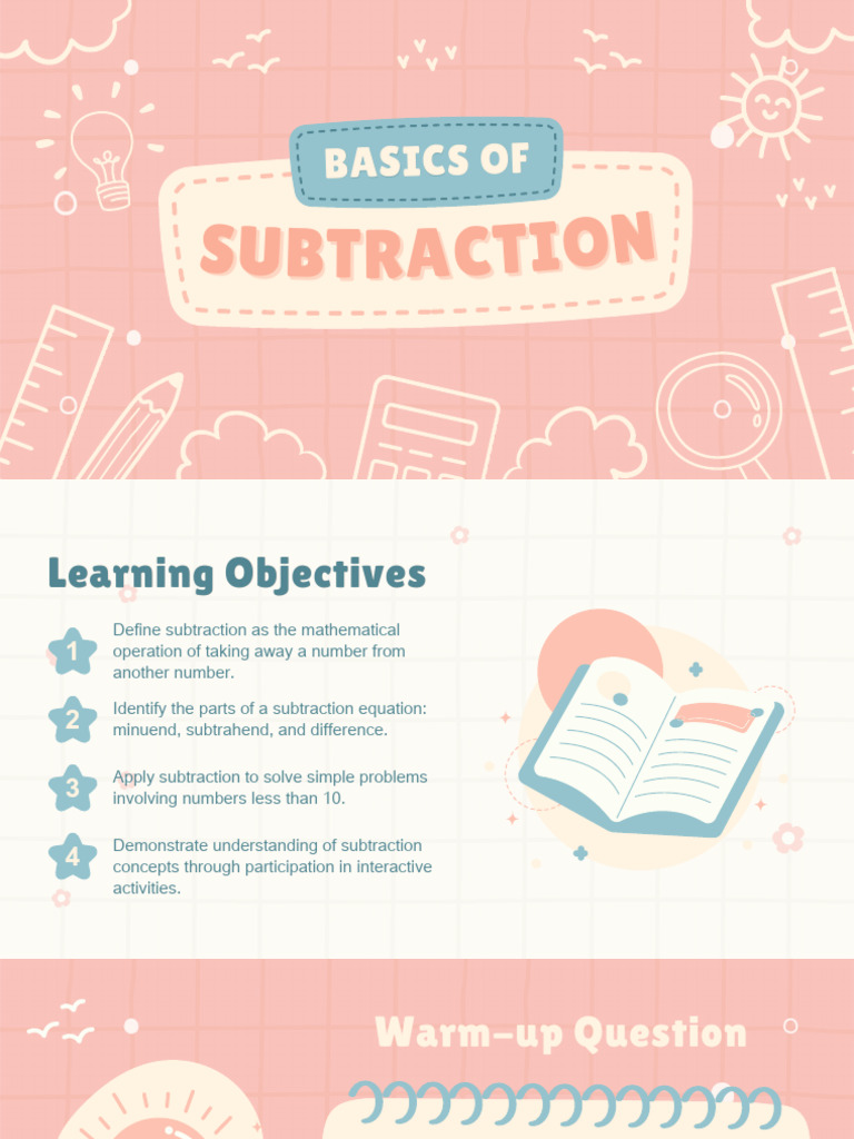 Basics of Subtraction Presentation in Pink Playful Style | PDF ...
