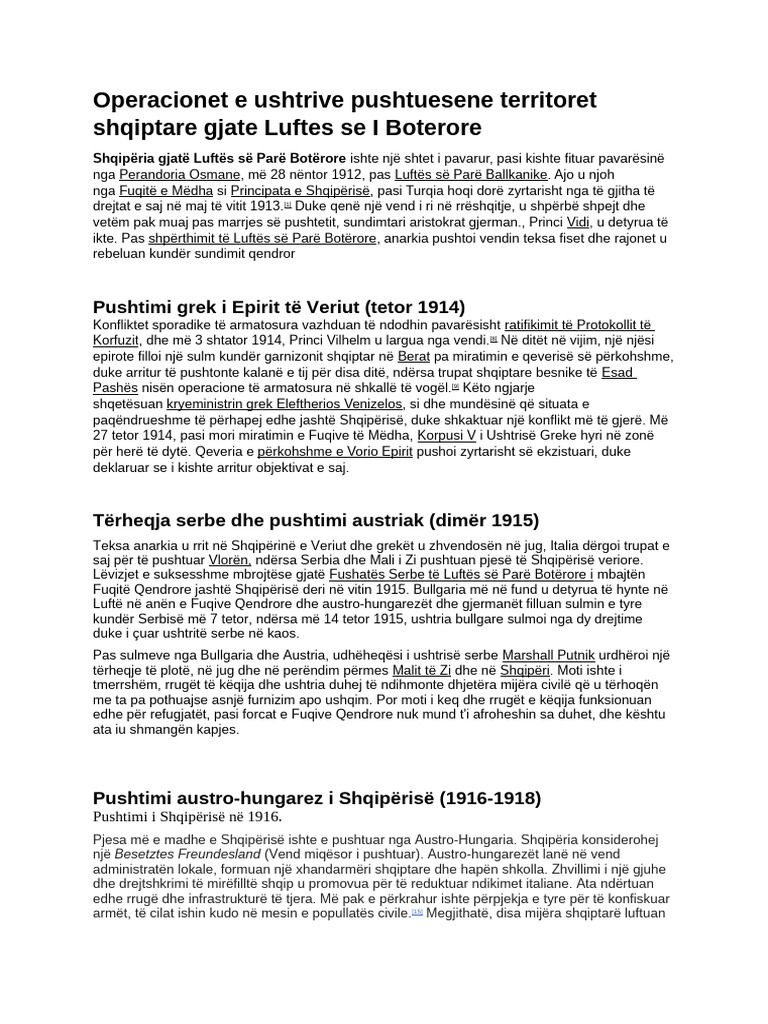 Operacionet e Ushtrive Pushtuesene Territoret Shqiptare Gjate Luftes Se ...