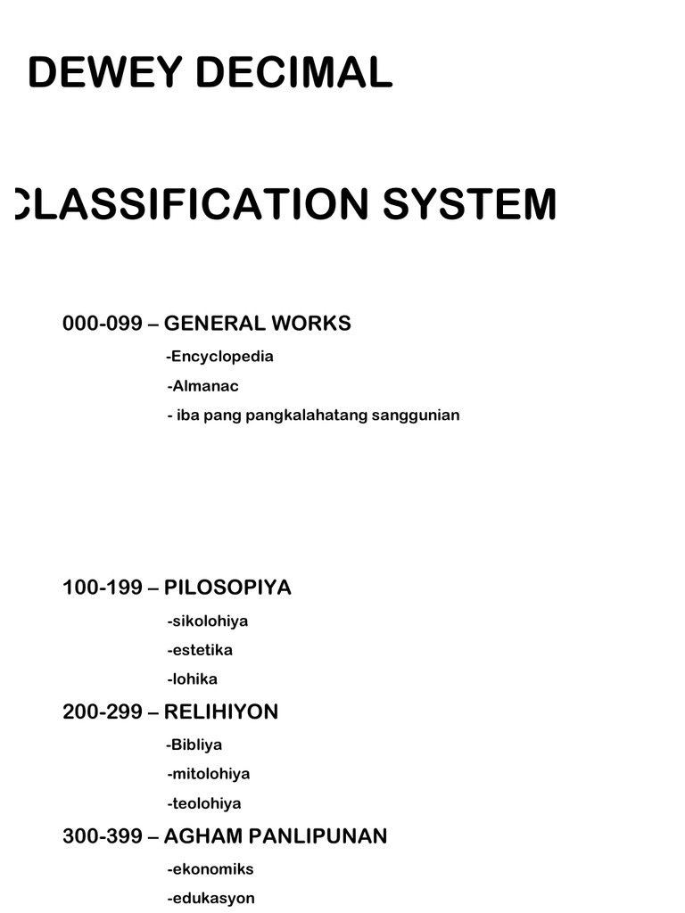 Dewey Decimal Classification System | PDF | History