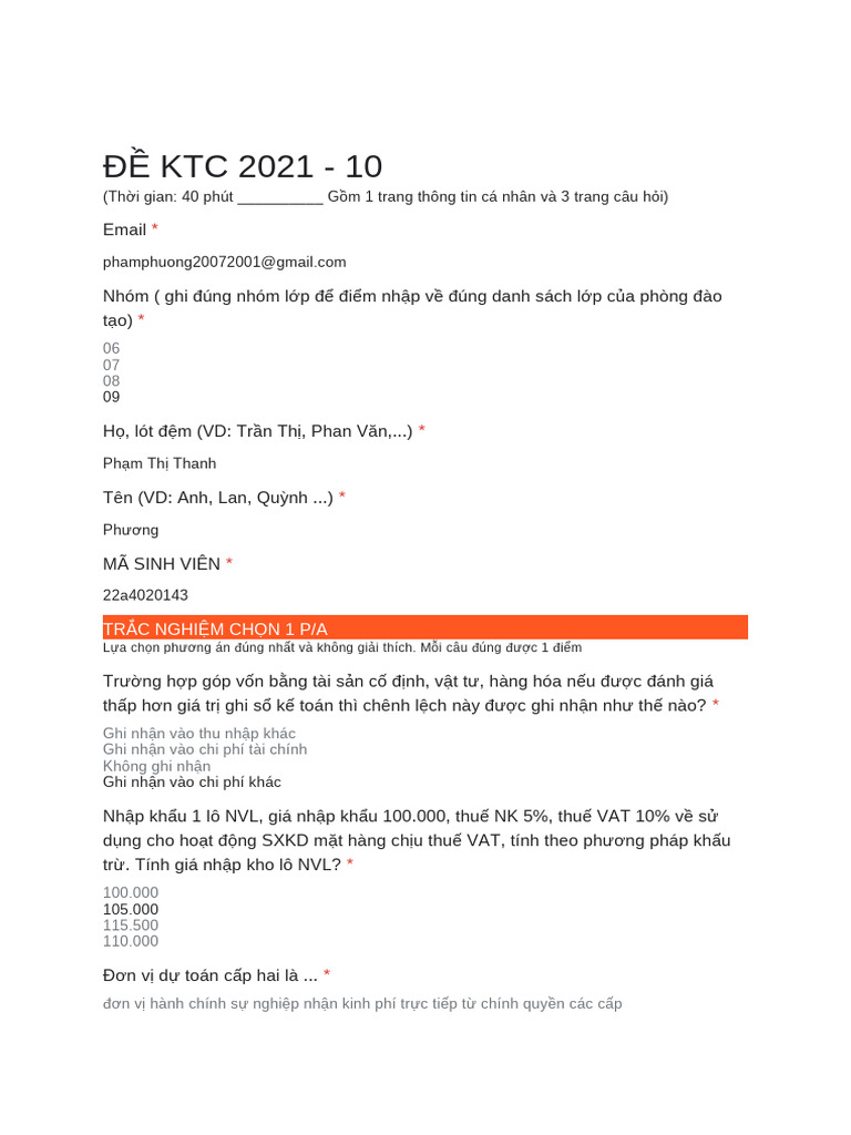 Ktra 1 Kế Công | PDF