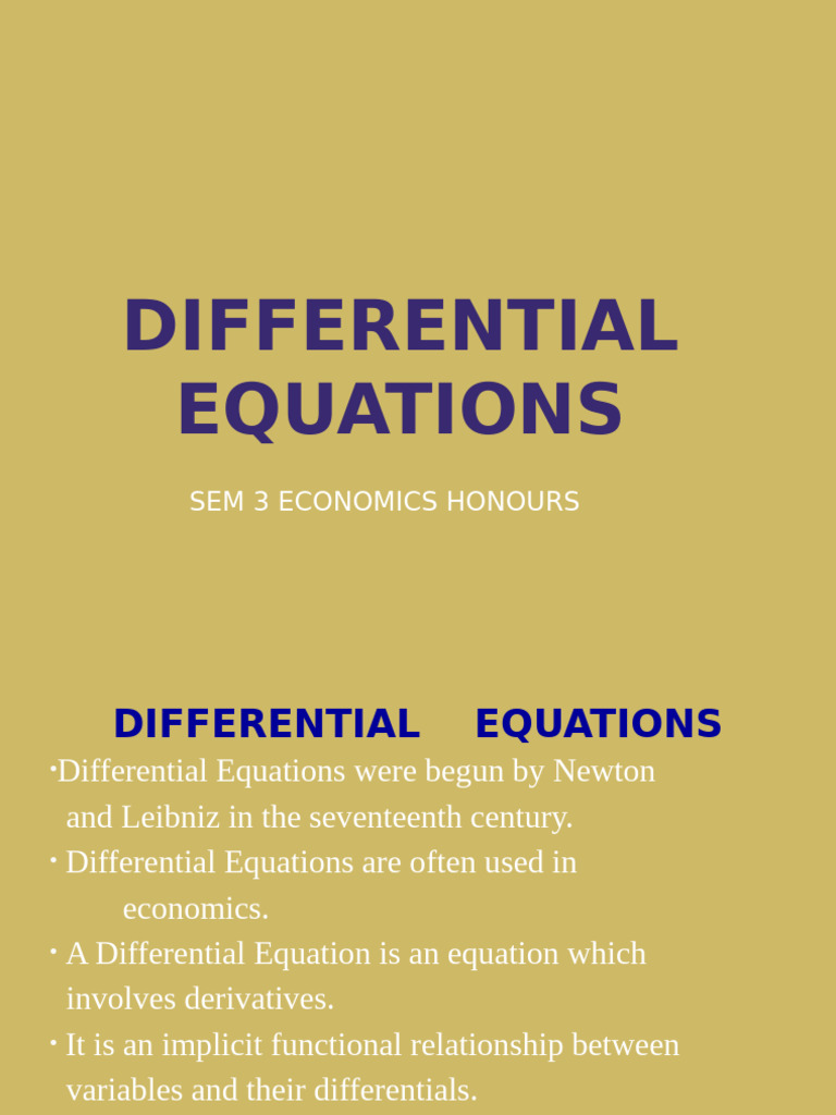 Differential Equations for Econ Students | PDF | Differential Equations ...