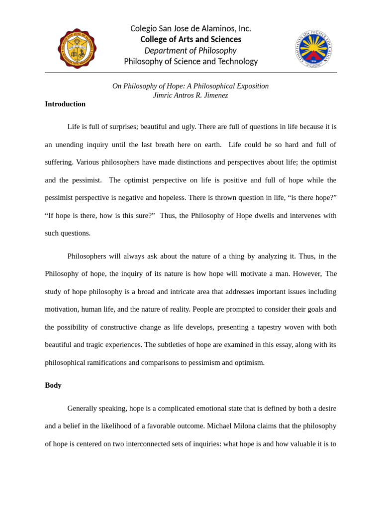 Exploring the Philosophy of Hope | PDF | Optimism | Hope