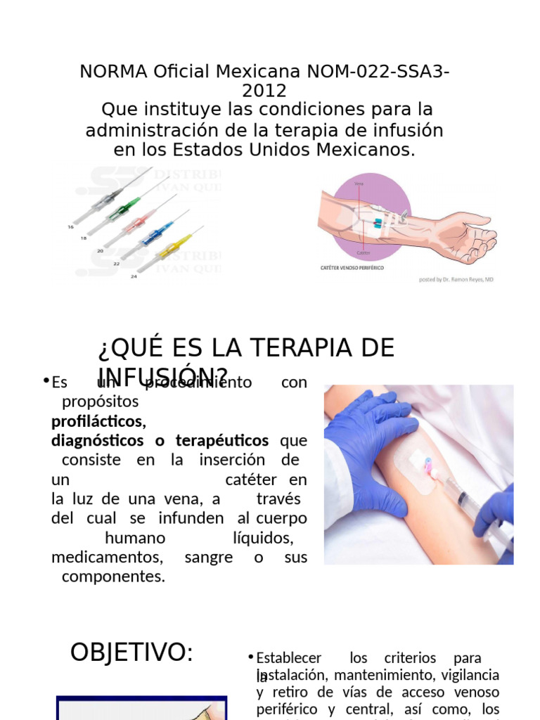 NORMA Oficial Mexicana NOM-022-SSA3-2012 | PDF | Terapia intravenosa | Medicina CLINICA