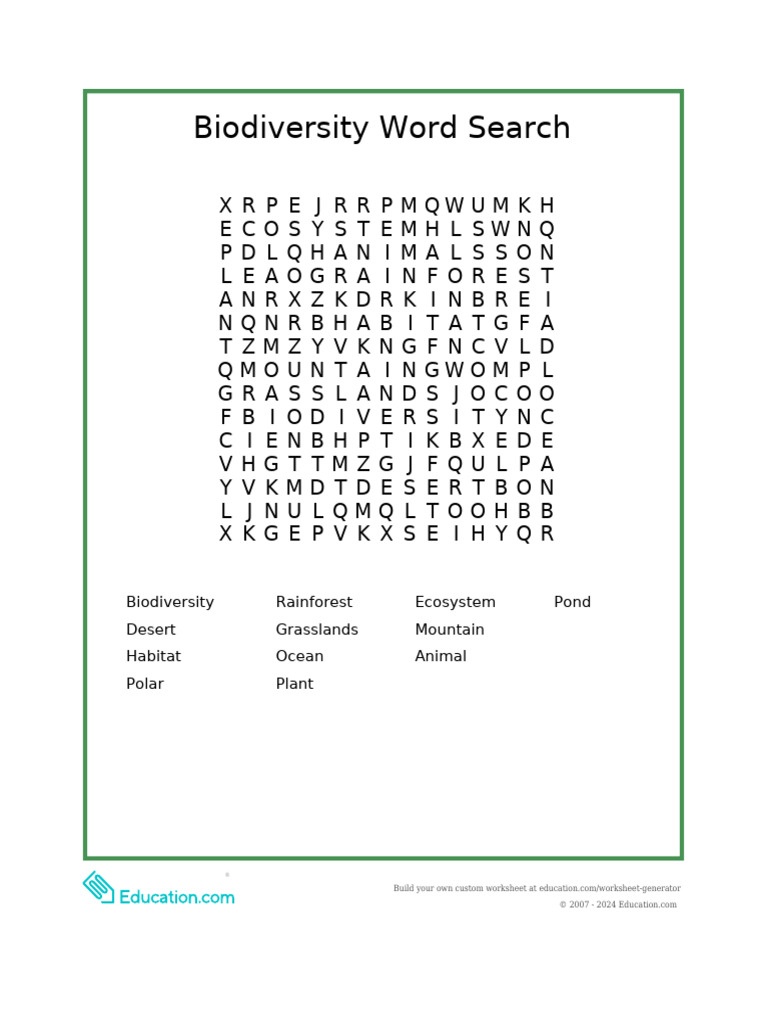 Biodiversity Wordsearch | PDF