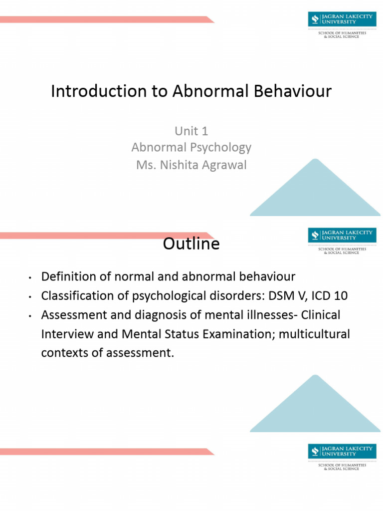 Introduction To Abnormal Behaviour - Abnormal Unit 1 | PDF | Diagnostic And Statistical Manual ...