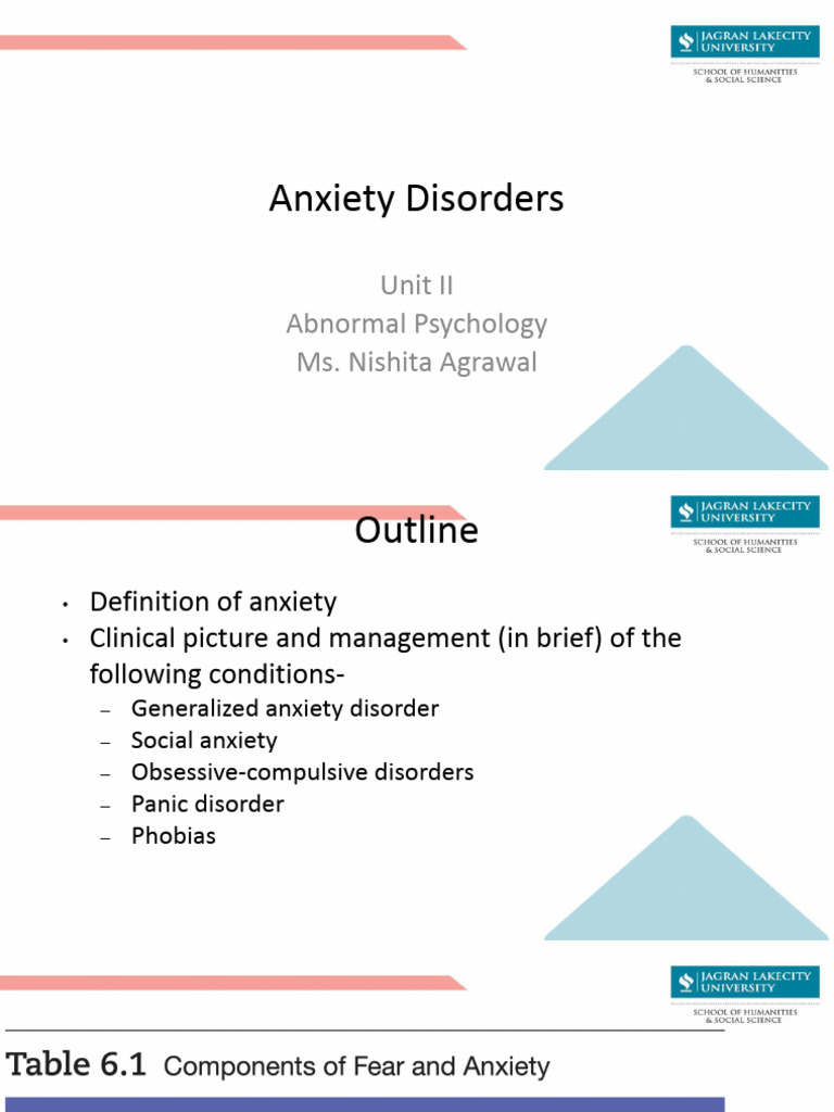 Anxiety Disorders - Abnormal Psych Unit II | PDF | Anxiety | Obsessive ...