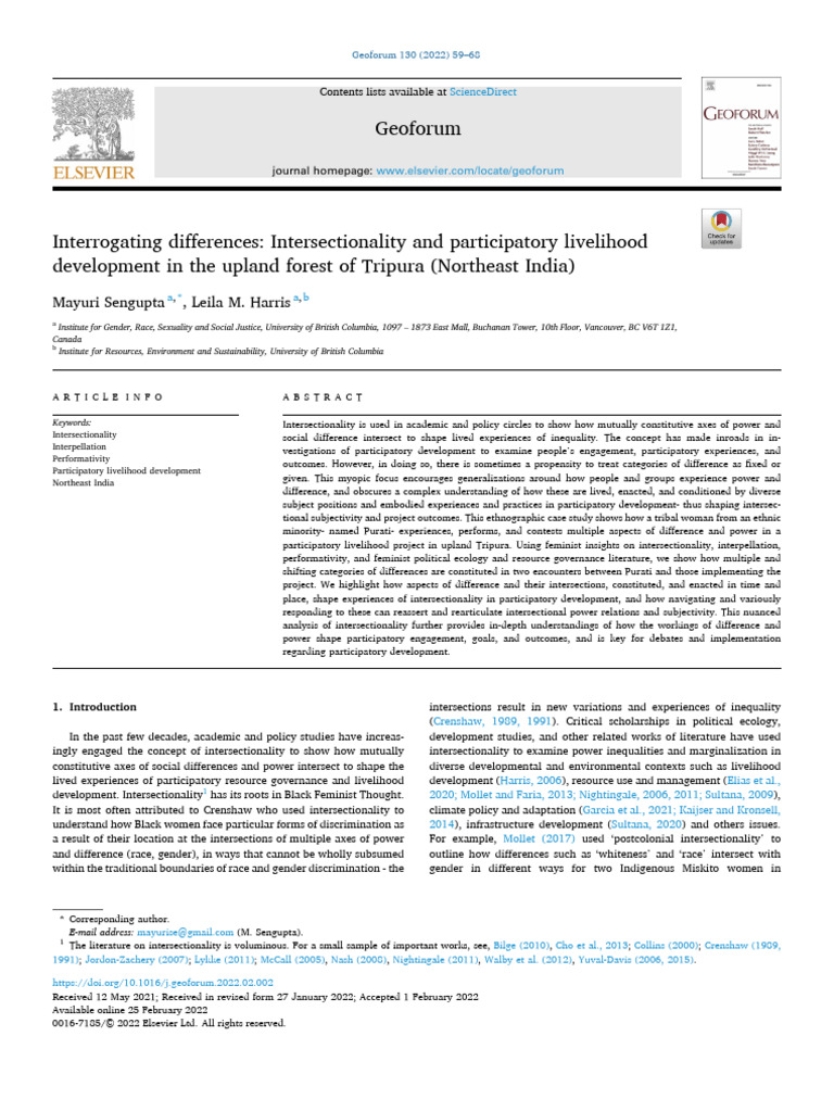 Interrogating Differences Intersectionality and Participatory Livelihood | PDF ...