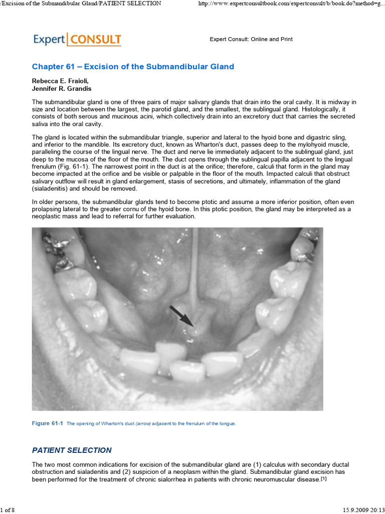 61-Excision of the Submandibular Gland | PDF | Human Head And Neck ...