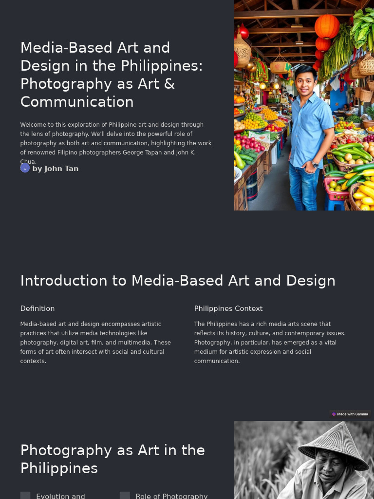 Media Based Art and Design in The Philippines Photography As Art and ...