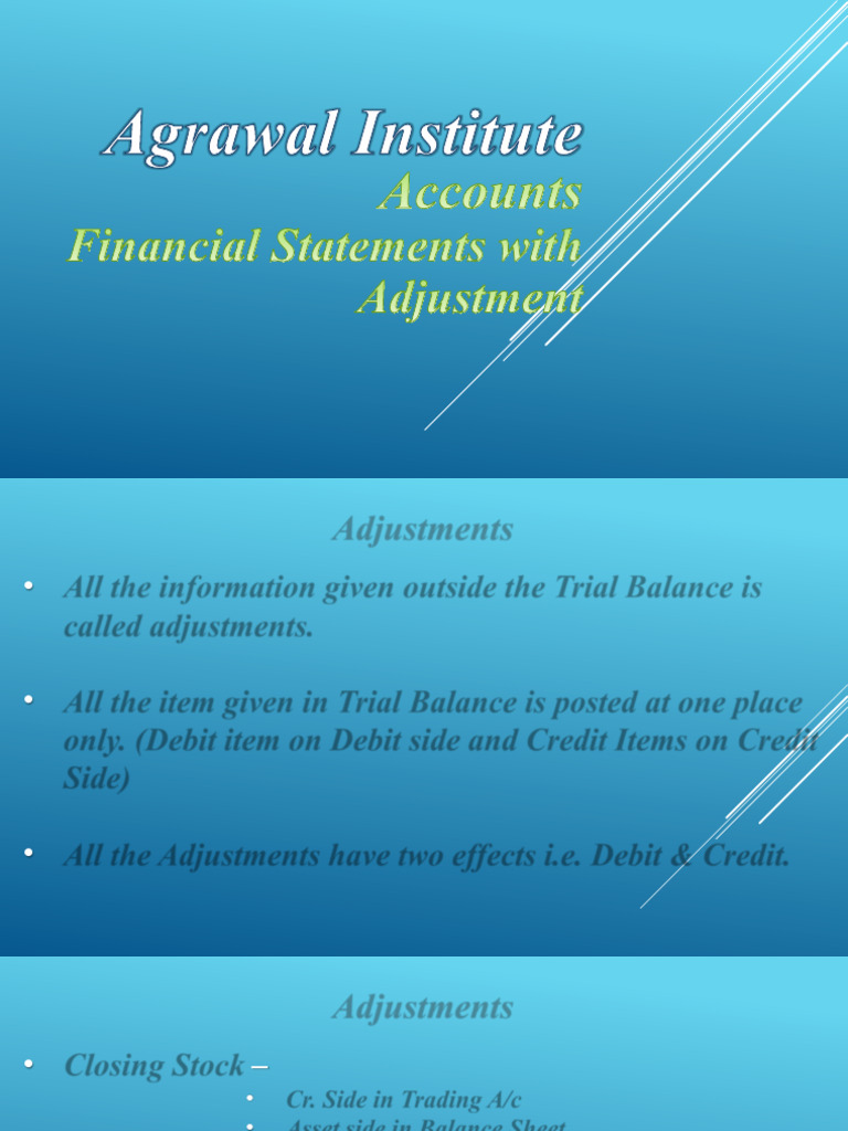 Financial Statement With Adjustment | PDF | Debits And Credits | Income ...