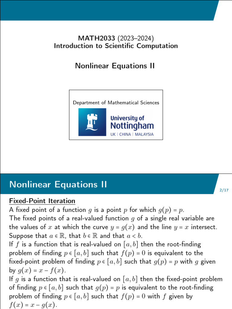 Nonlinear Equations II | PDF | Equations | Function (Mathematics)