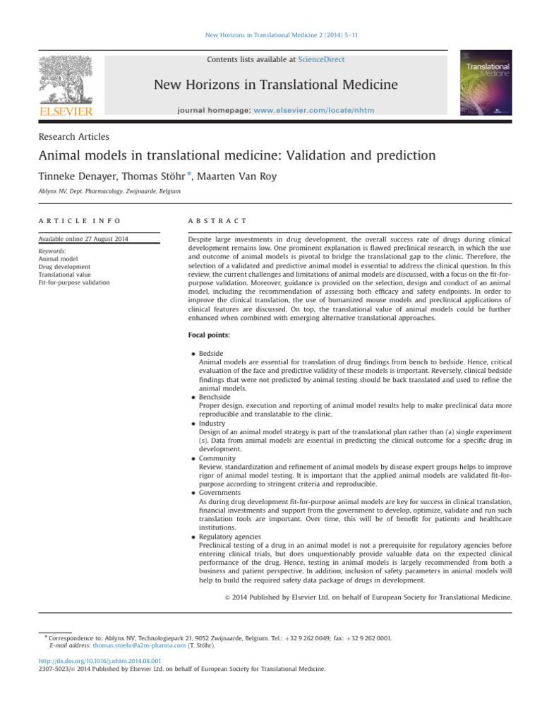 Animal Models in Translational Medicine Validation and Prediction | PDF ...