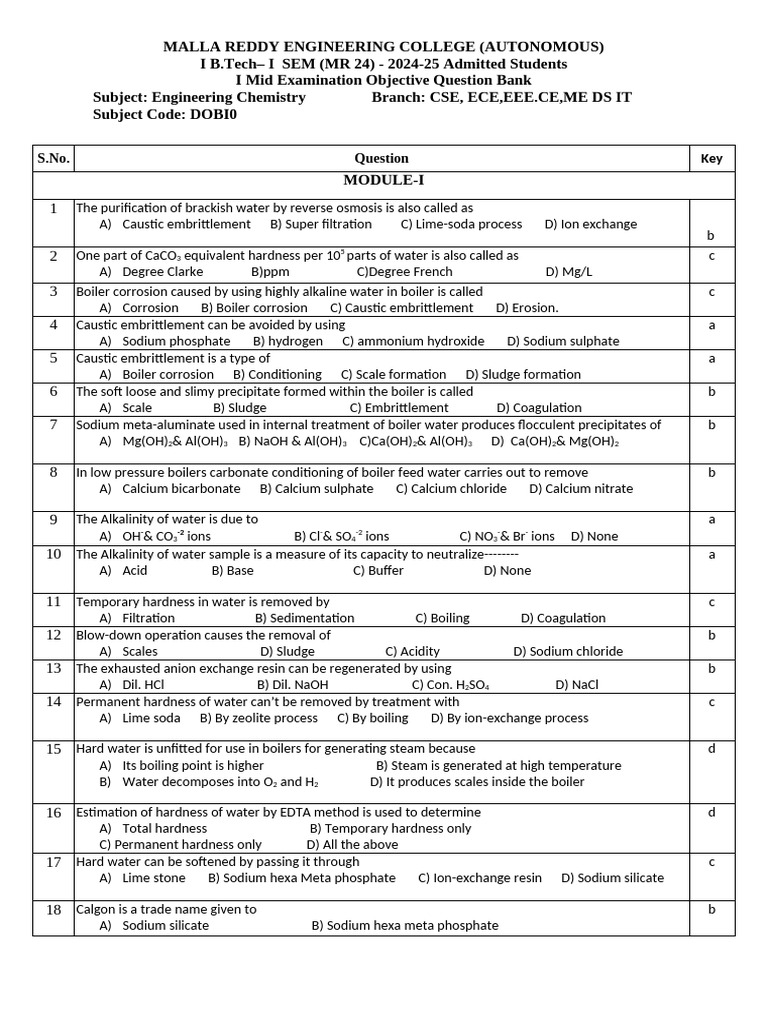 Ec Objectives Isem I Mid-2024-25 | PDF | Polymers | Polymerization
