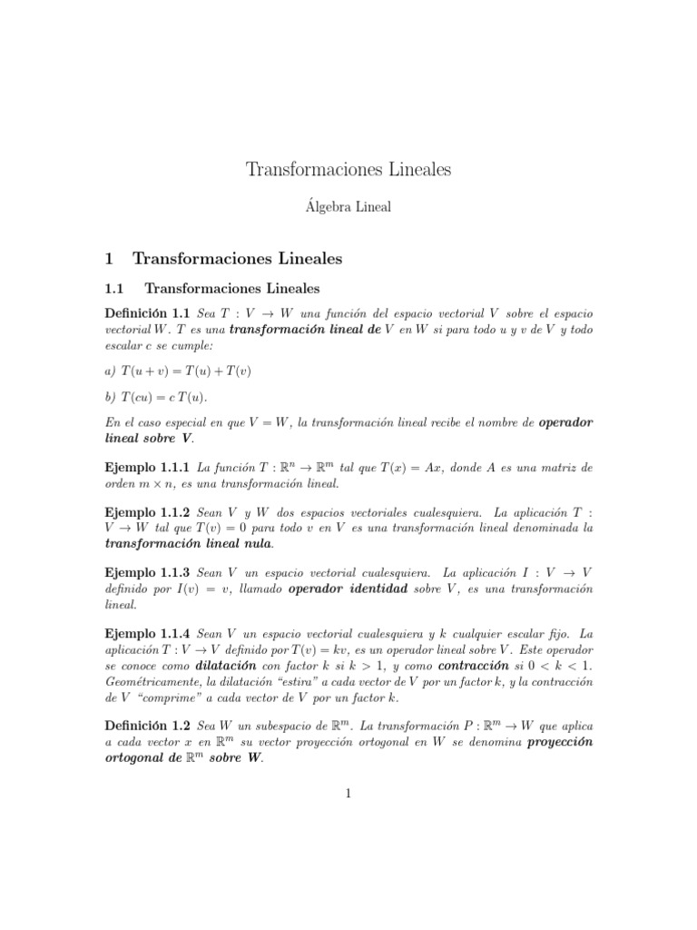 Transformaciones Lineales 2 | PDF | Mapa lineal | Vector Euclidiano