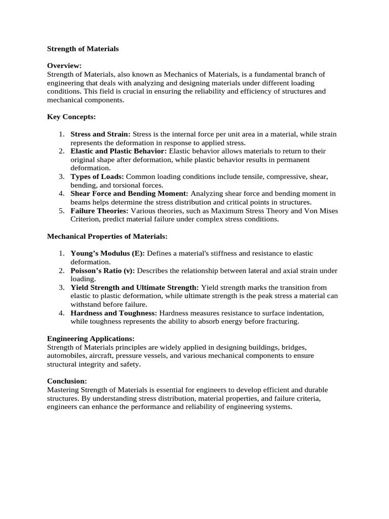 Basics of Strength of Materials | PDF