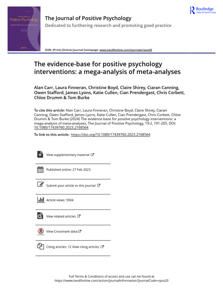 Mega-Analysis of Positive Psychology Interventions | PDF | Meta ...