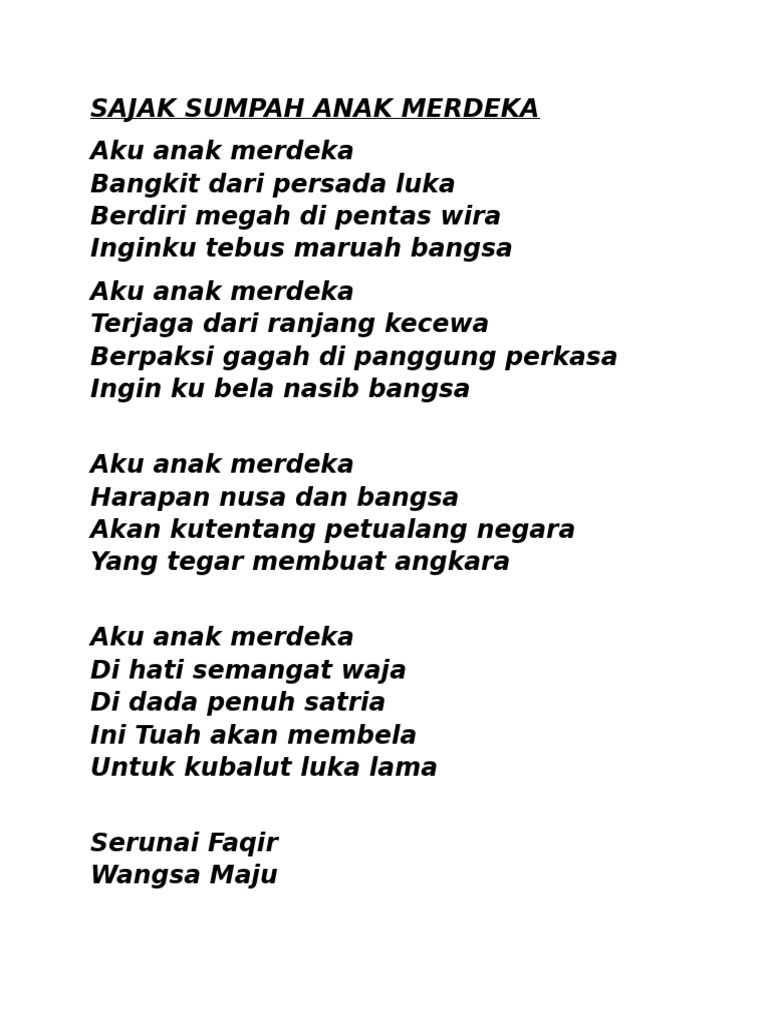 Sajak Anak Merdeka: Semangat Bangsa | PDF