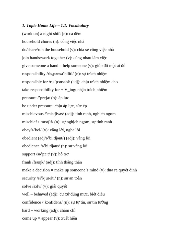 Vocabulary and Structure | PDF