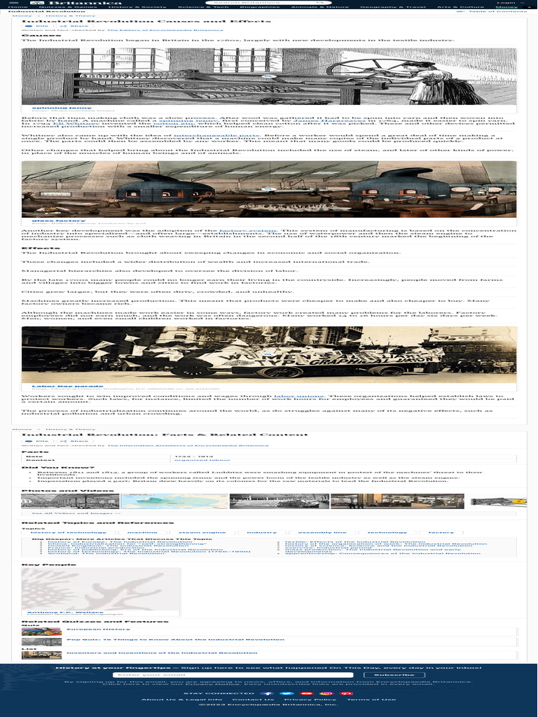 Industrial Revolution Causes & Effects Britannica | PDF | Industrial ...