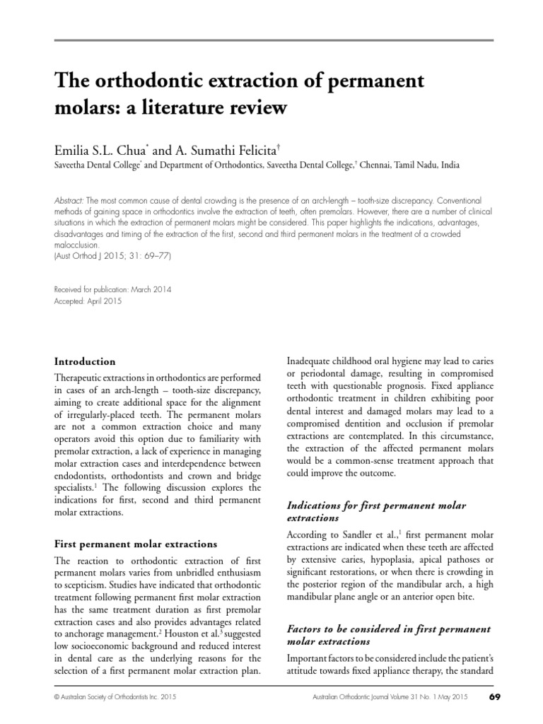 The orthodontic extraction of permanent _ literature review | PDF ...