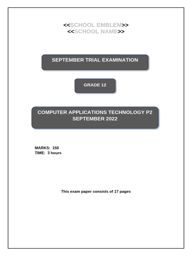 Grade 12 Computer Applications Exam 2022 | PDF | Computer Network ...