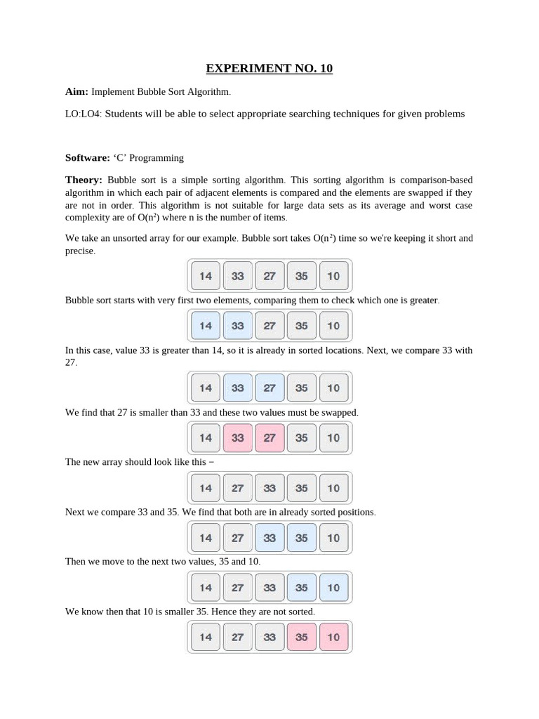 10. Implement Bubble Sort Algorithm | PDF 10. Implement Bubble Sort Algorithm | PDF
