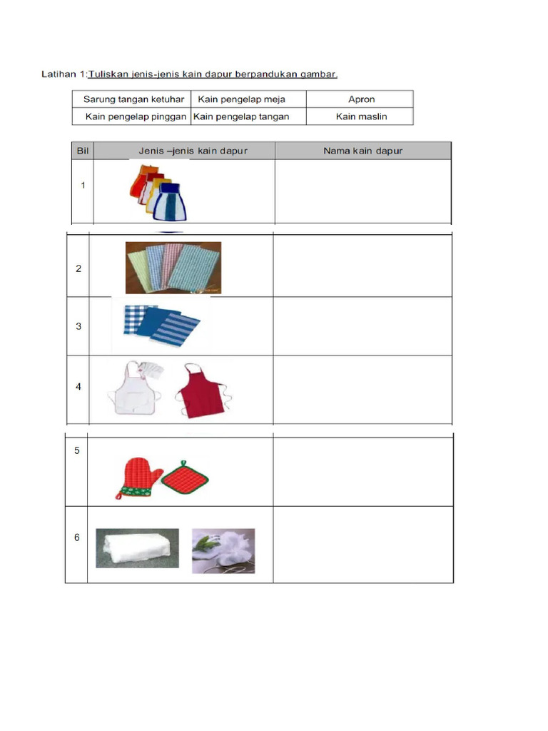 Lembaran Kerja KAV Masakan 1 | PDF