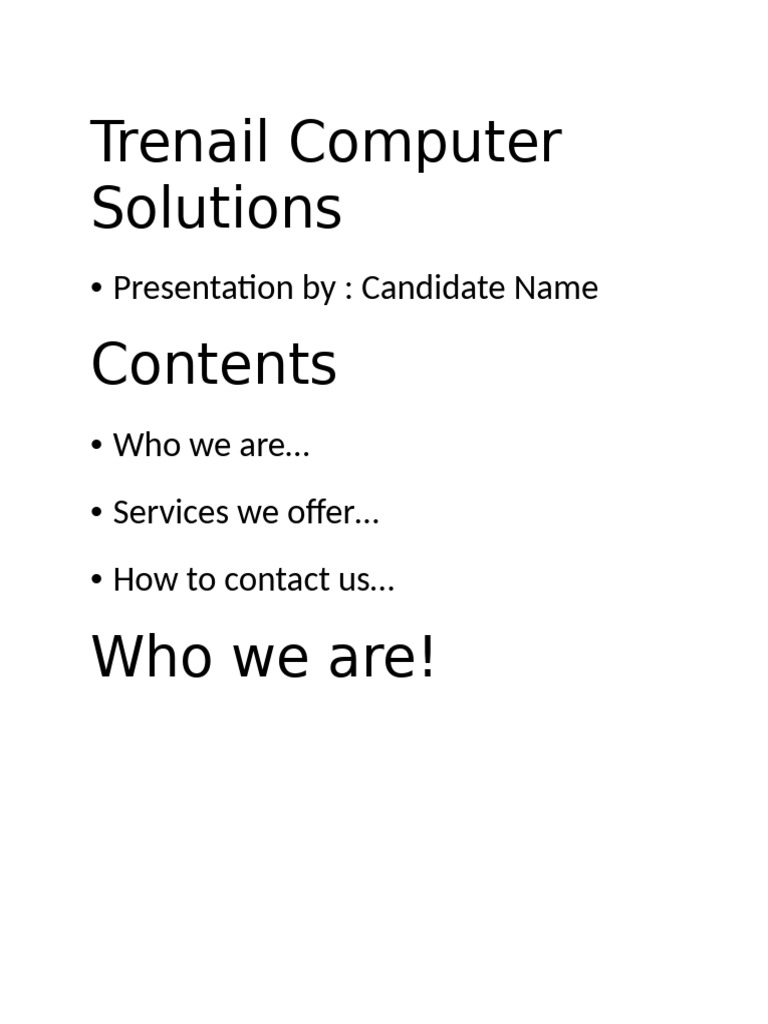 Trenail Computer Solutions Services Overview | PDF