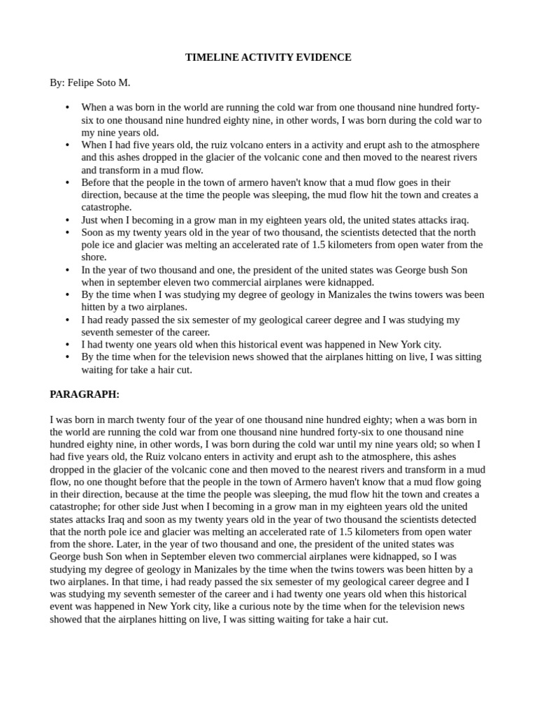 Timeline Evidence Activity - Felipe Soto | PDF | Volcano | Volcanology