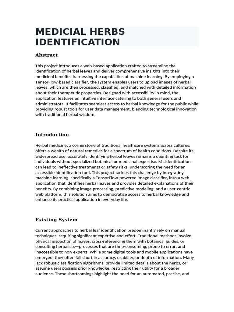 Medicial Herbs Identification | PDF | Usability | Machine Learning