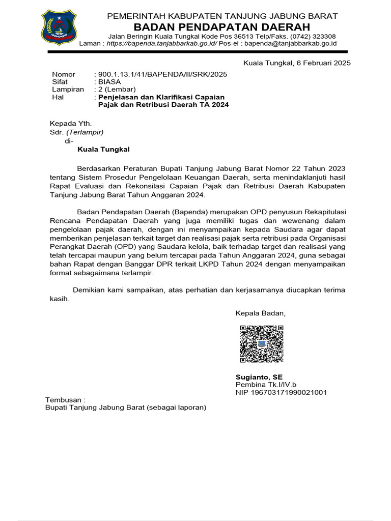 20250206095148surat Target Realisasi PDRD | PDF