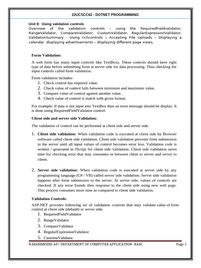 Asp.net unit-II | PDF | Client–Server Model | Dynamic Web Page