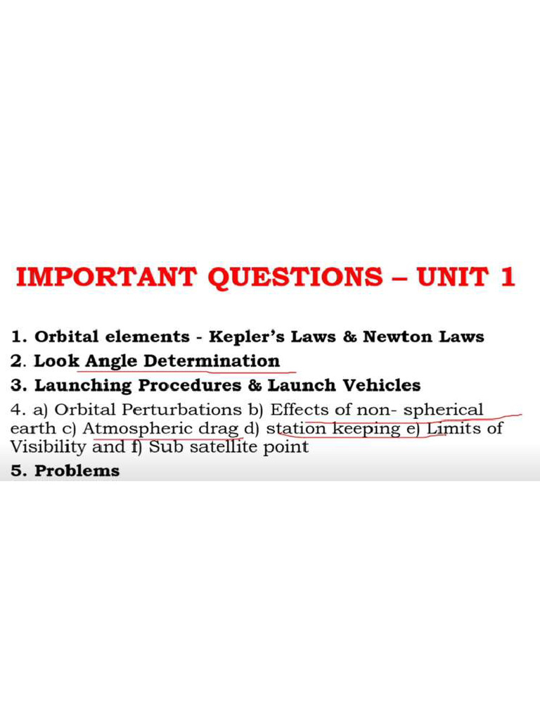 Satellite Important Questions | PDF