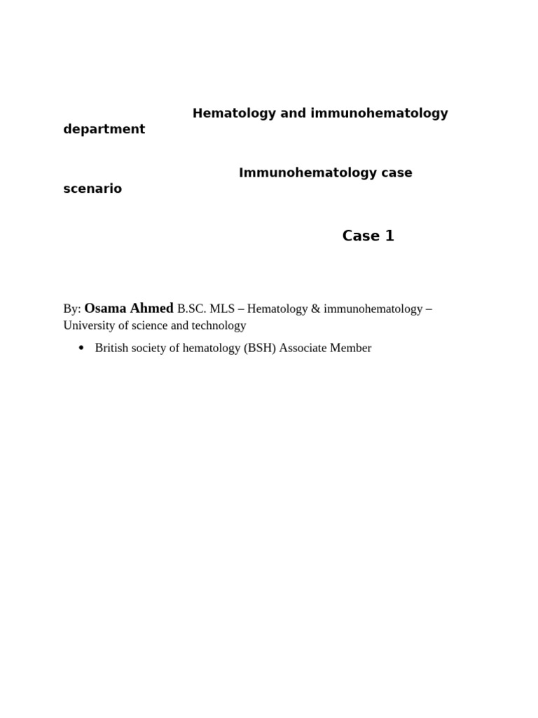 Hematology case 1 | PDF | Crime Scene | Crimes