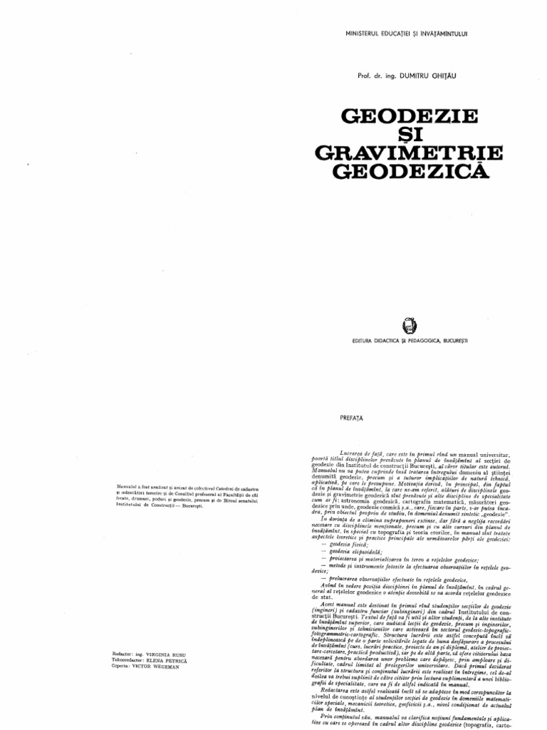 Geodezie Si Gravimetrie Geodezica Ghitau | PDF